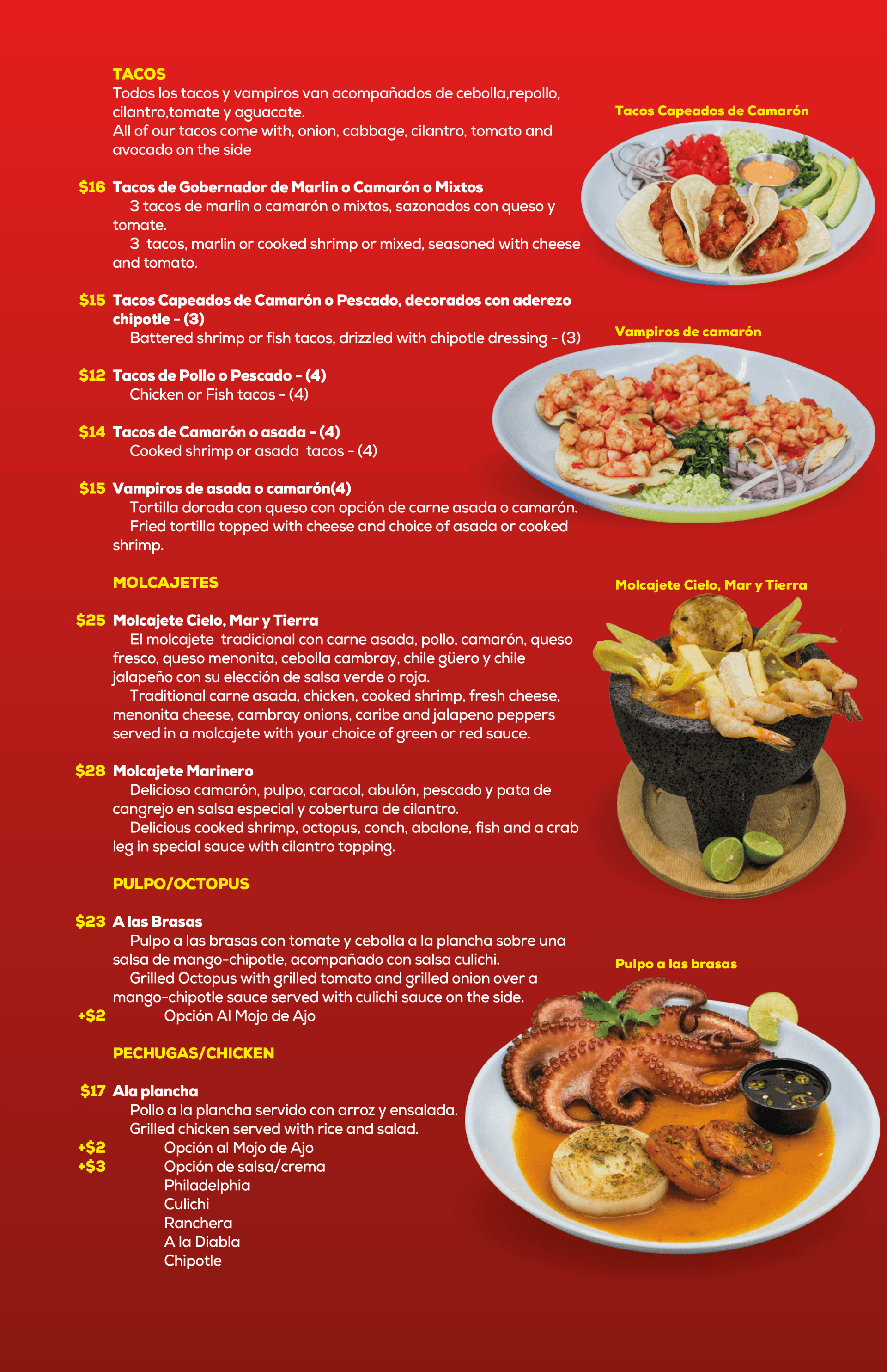 El Coco Pirata Hot Dishes Menu | Mariscos | Denver, CO