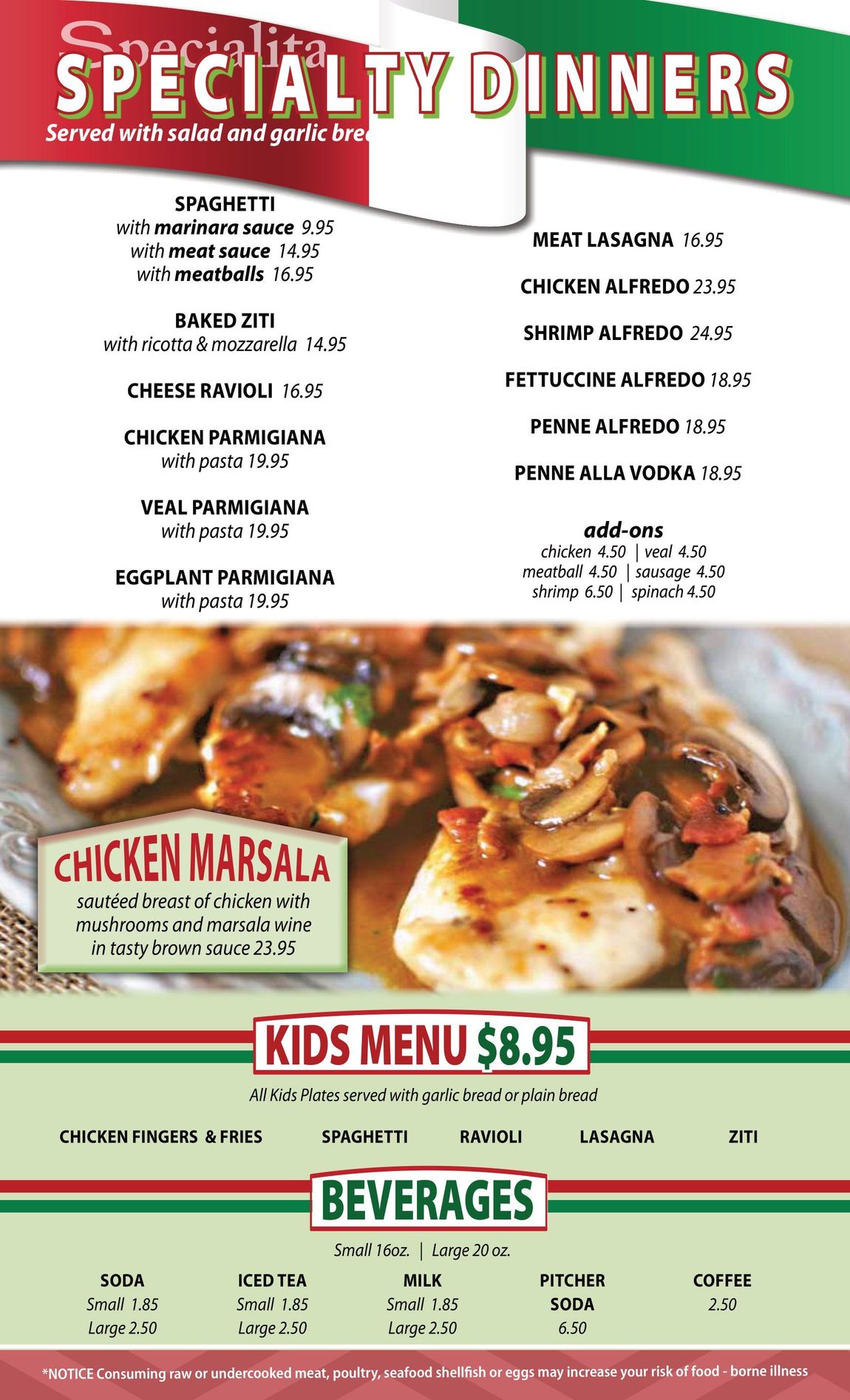 Menu | Old Mill Pizzeria