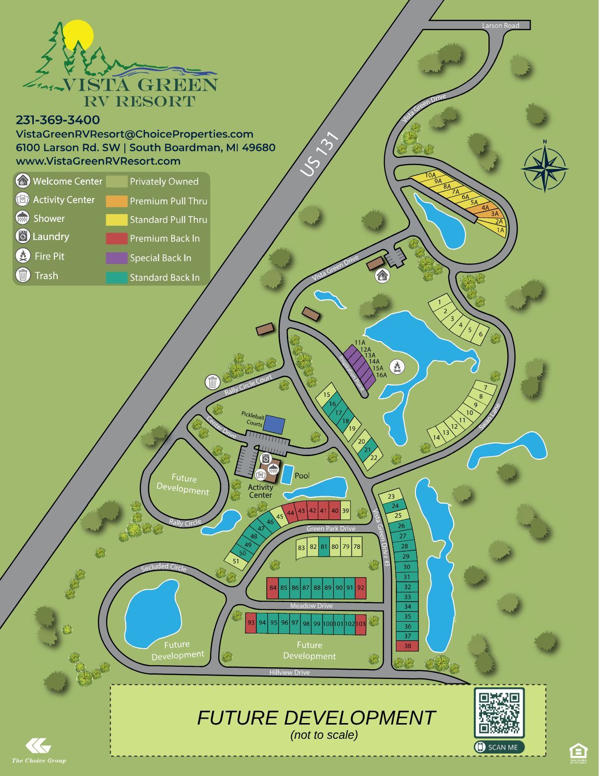 Vista Green RV Resort Resort Map | South Boardman, MI