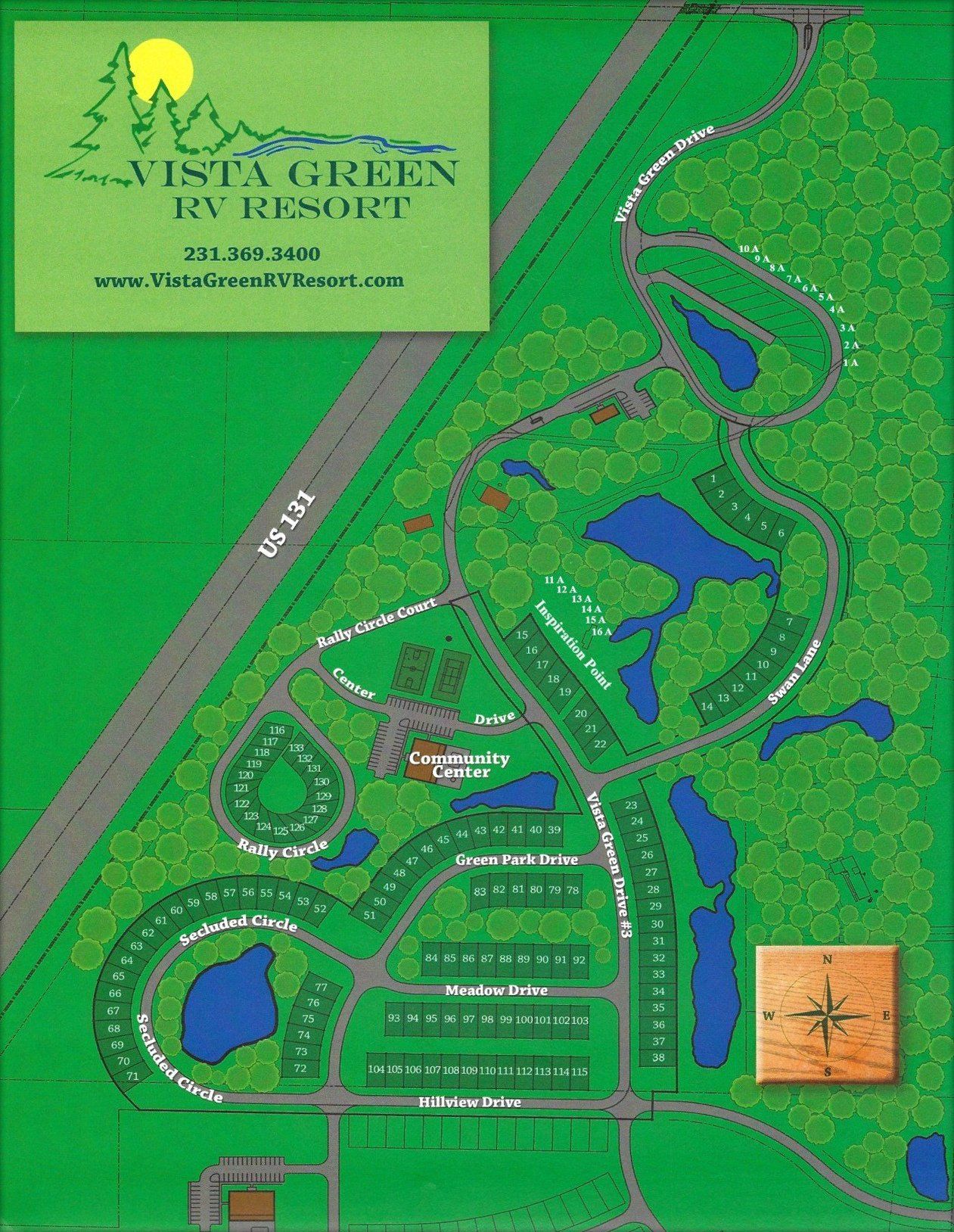 Vista Green RV Resort Resort Map | South Boardman, MI