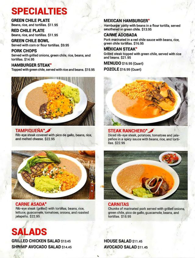 Mexican Dinner Menu