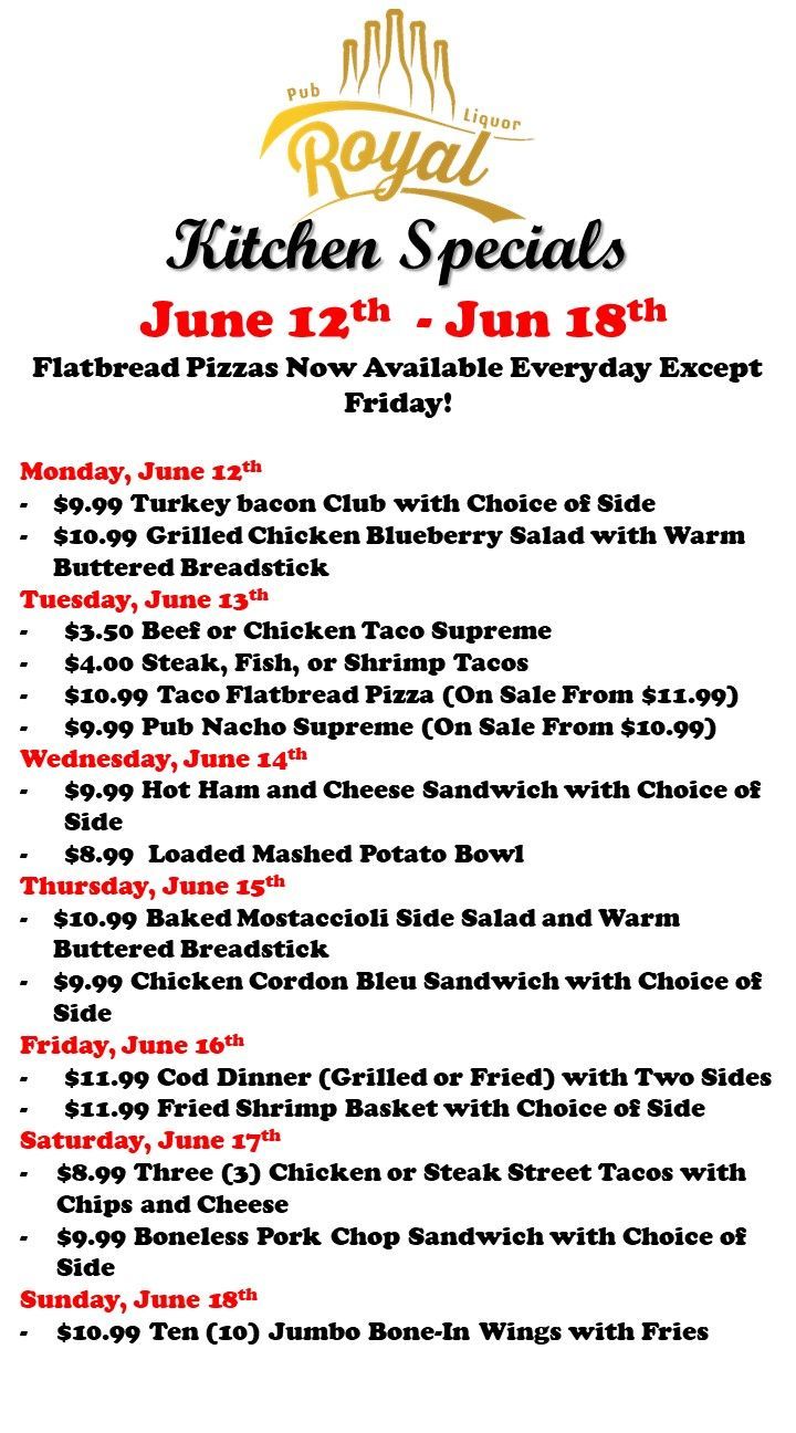 Royal Pub & Grill Food Menu | Freeport, IL