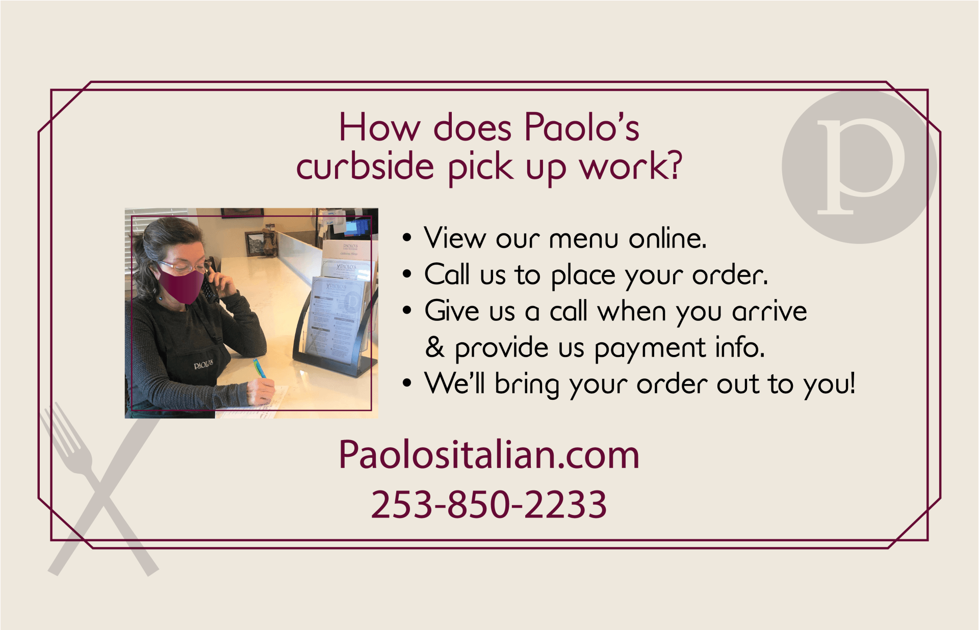Paolo's Italian Restaurant | Lunch and Dinner | Kent, WA