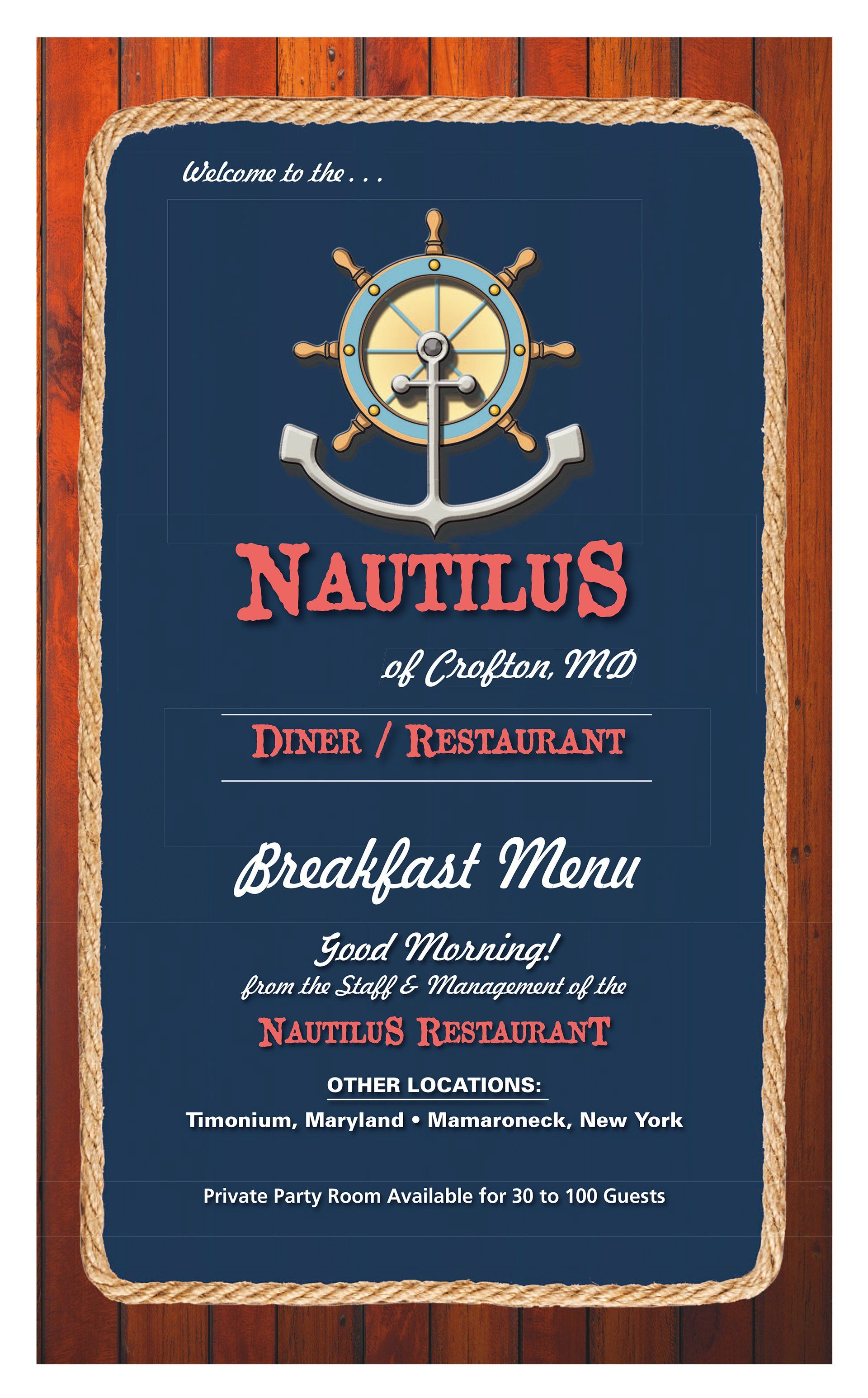 Nautilus Diner-Restaurant Crofton Breakfast Menu | Crofton, MD