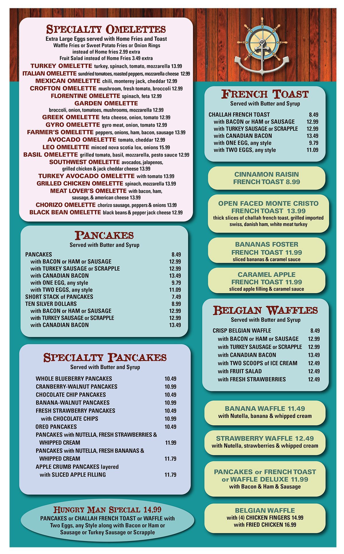 Nautilus Diner-Restaurant Crofton Breakfast Menu | Crofton, MD