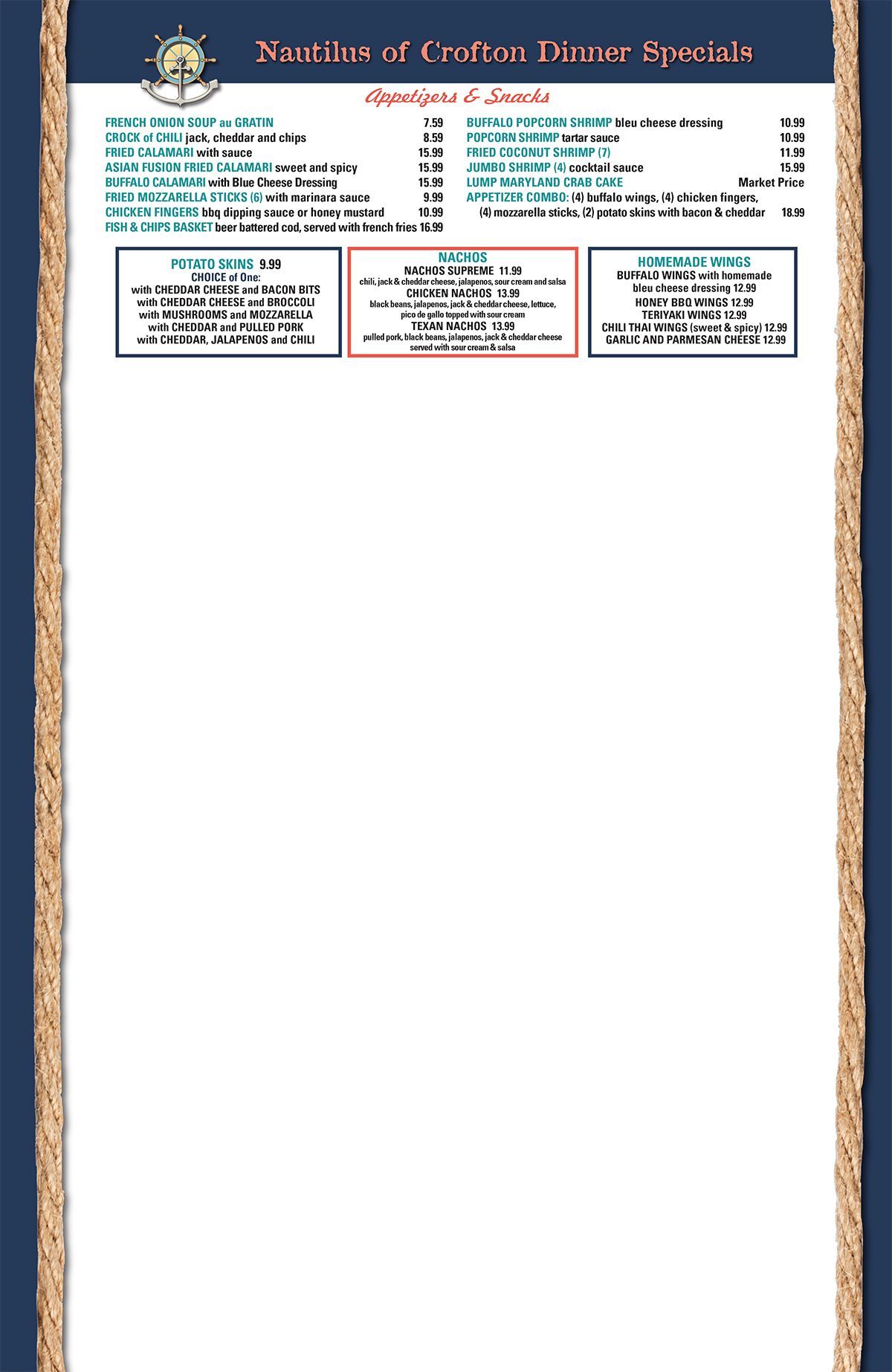 Nautilus Diner-Restaurant Crofton Menu | Crofton, MD