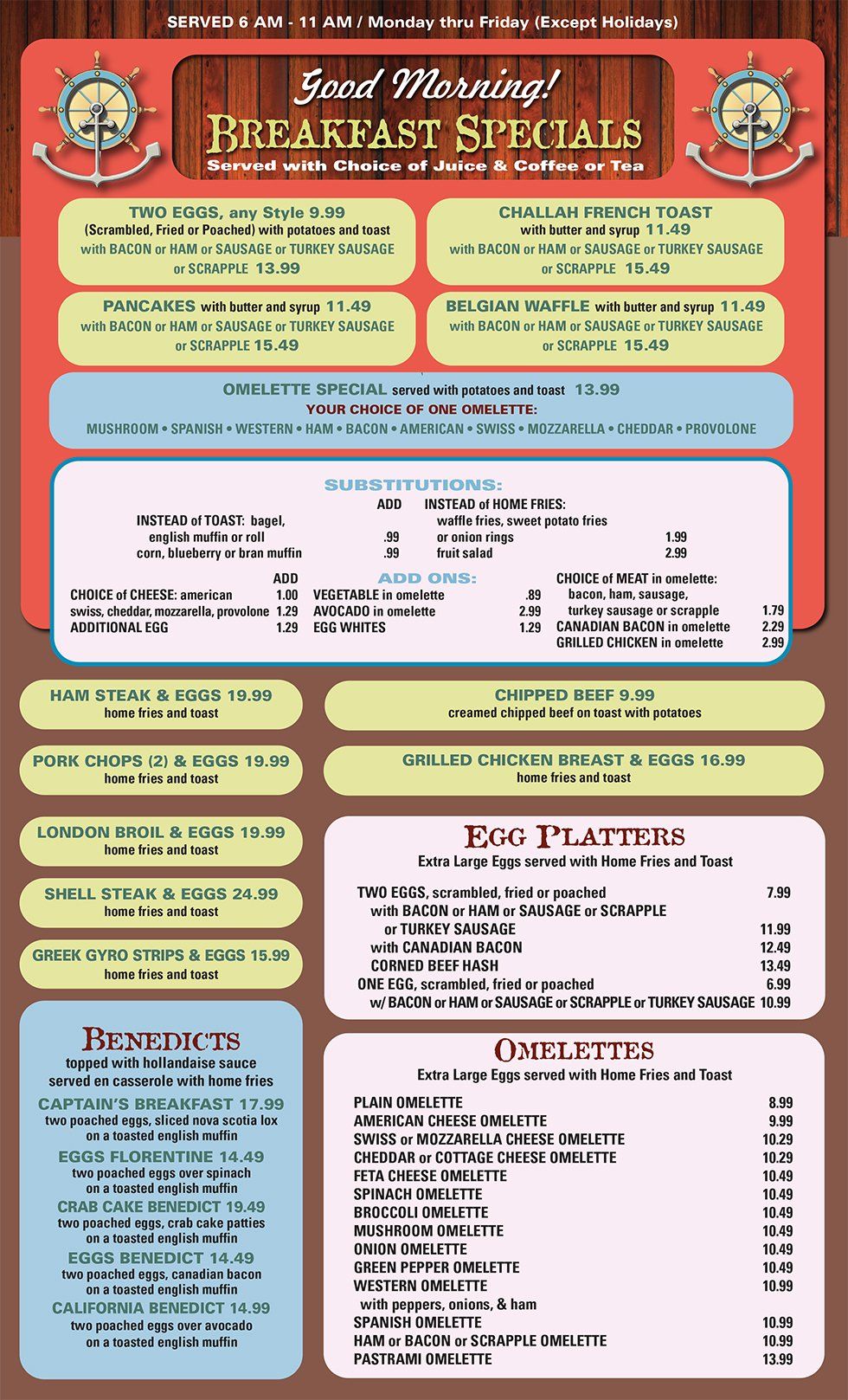 Nautilus Diner-Restaurant Timonium Breakfast Menu | Timonium, MD