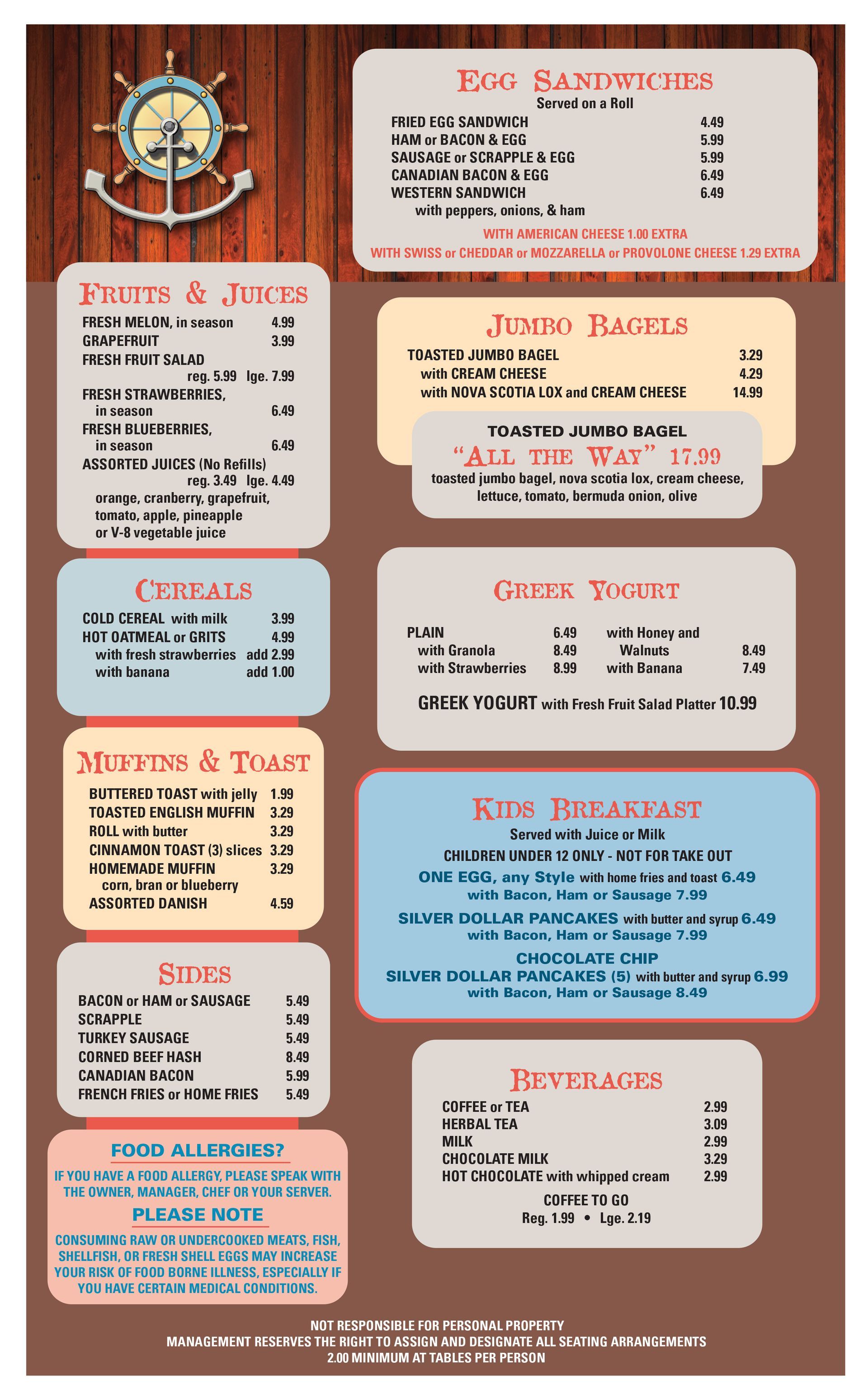 Nautilus Diner-Restaurant Timonium Breakfast Menu | Timonium, MD