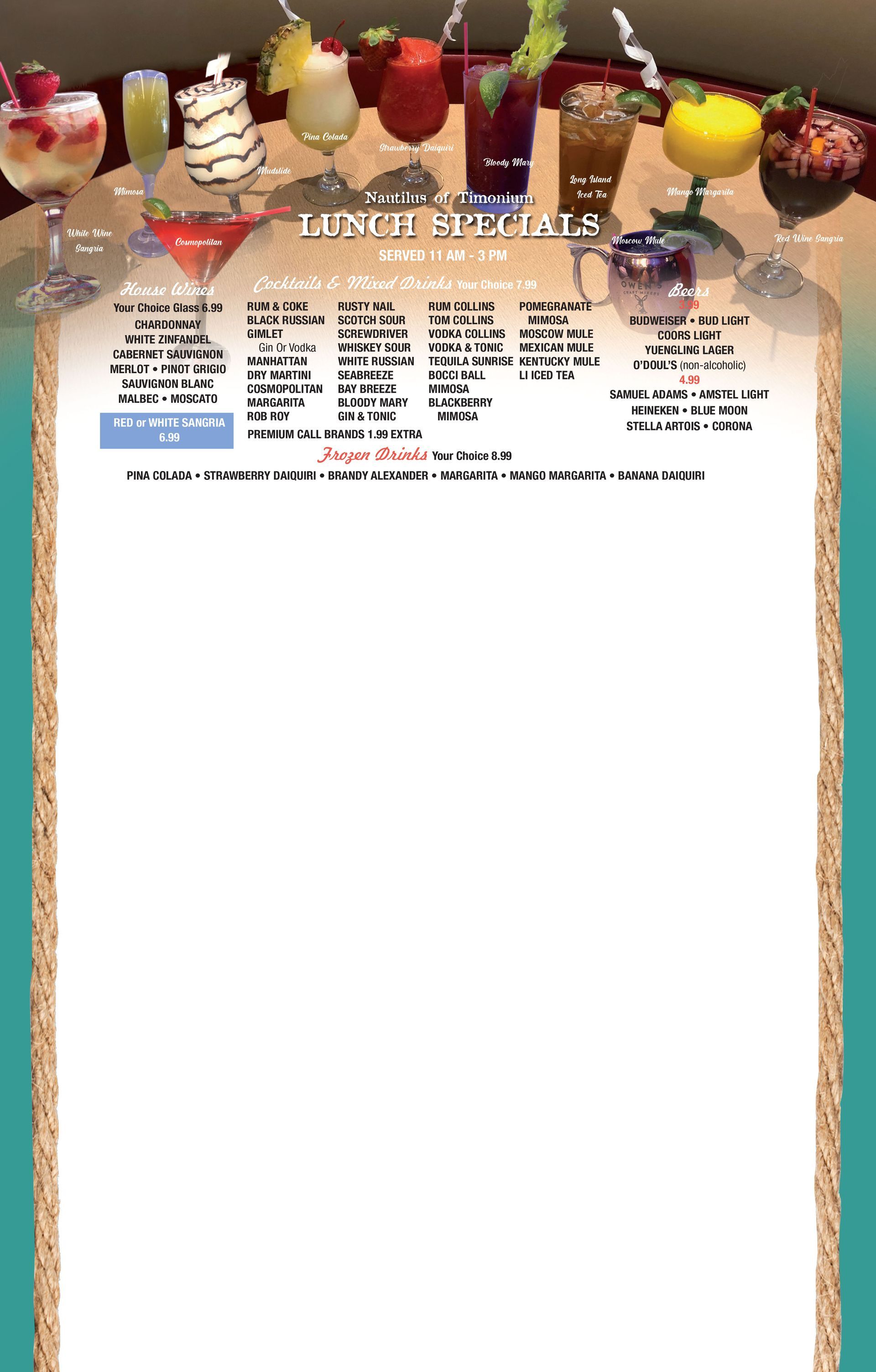 Nautilus Diner-Restaurant Timonium Menu | Timonium, MD