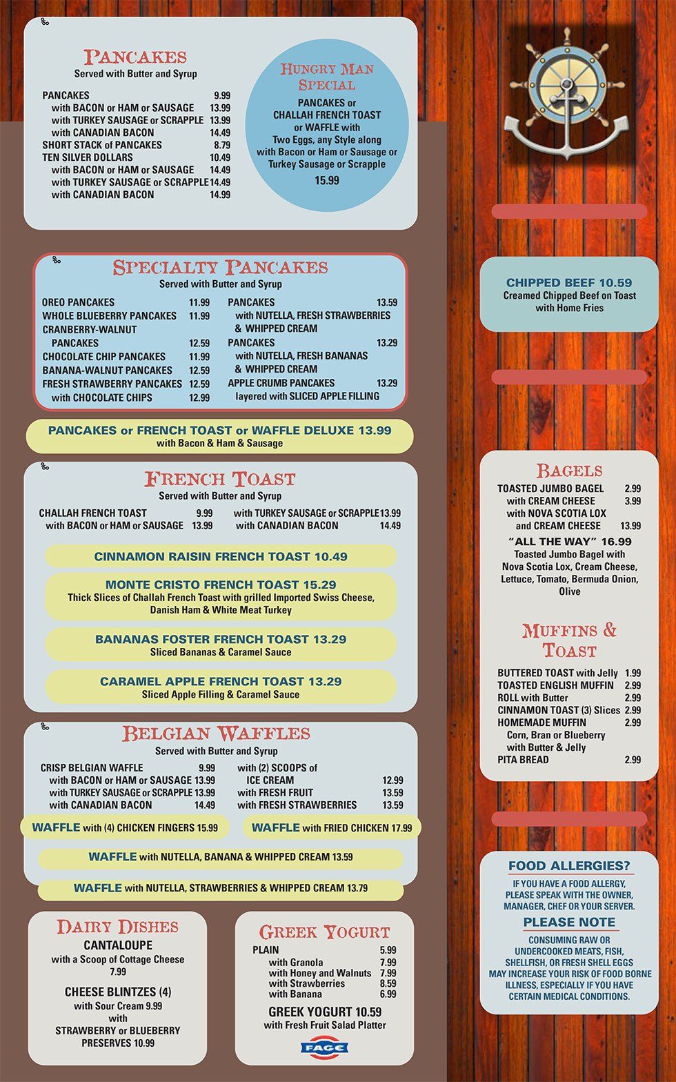 Nautilus Diner-Restaurant Timonium Menu | Timonium, MD