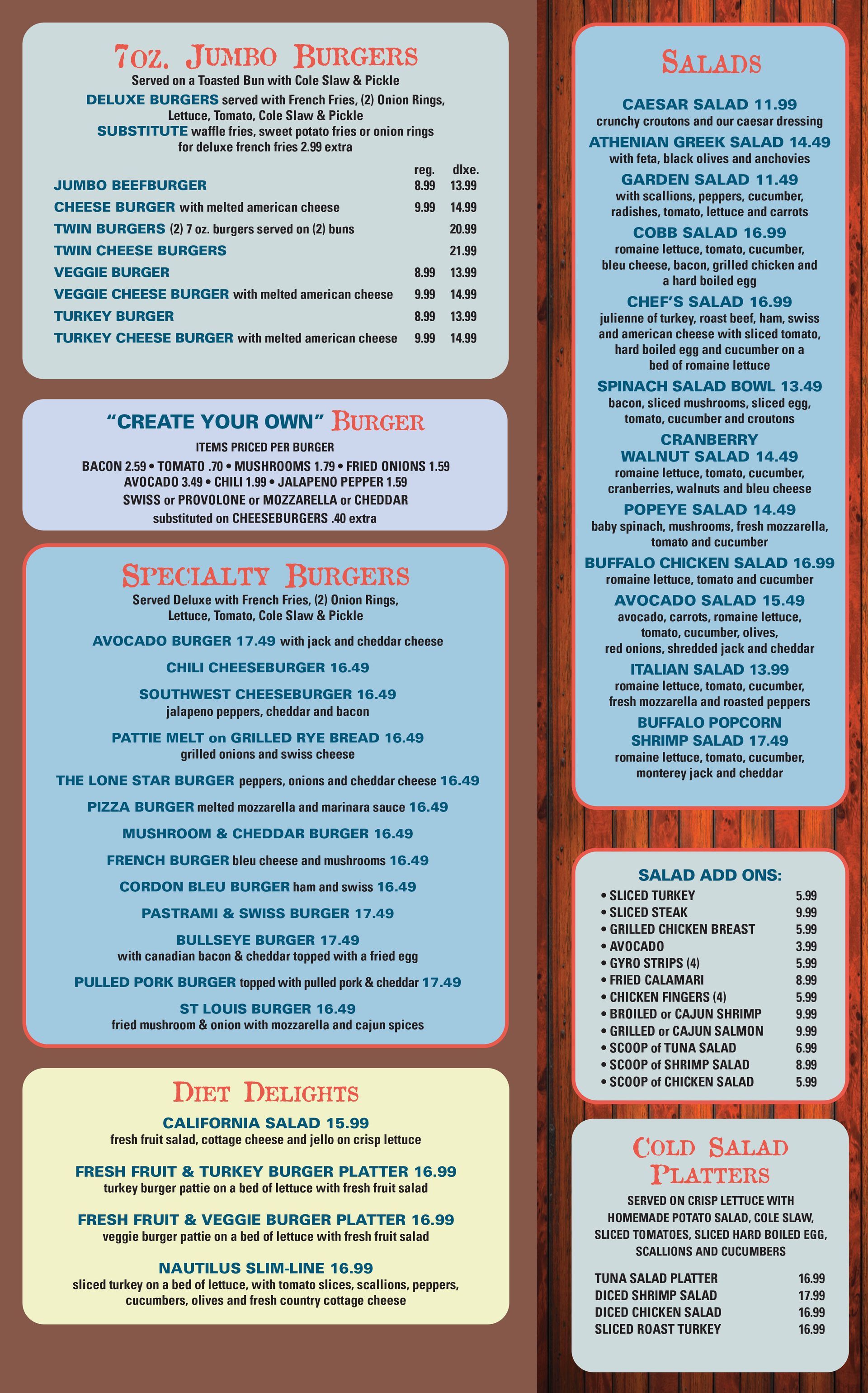 Nautilus Diner-Restaurant Timonium Menu | Timonium, MD