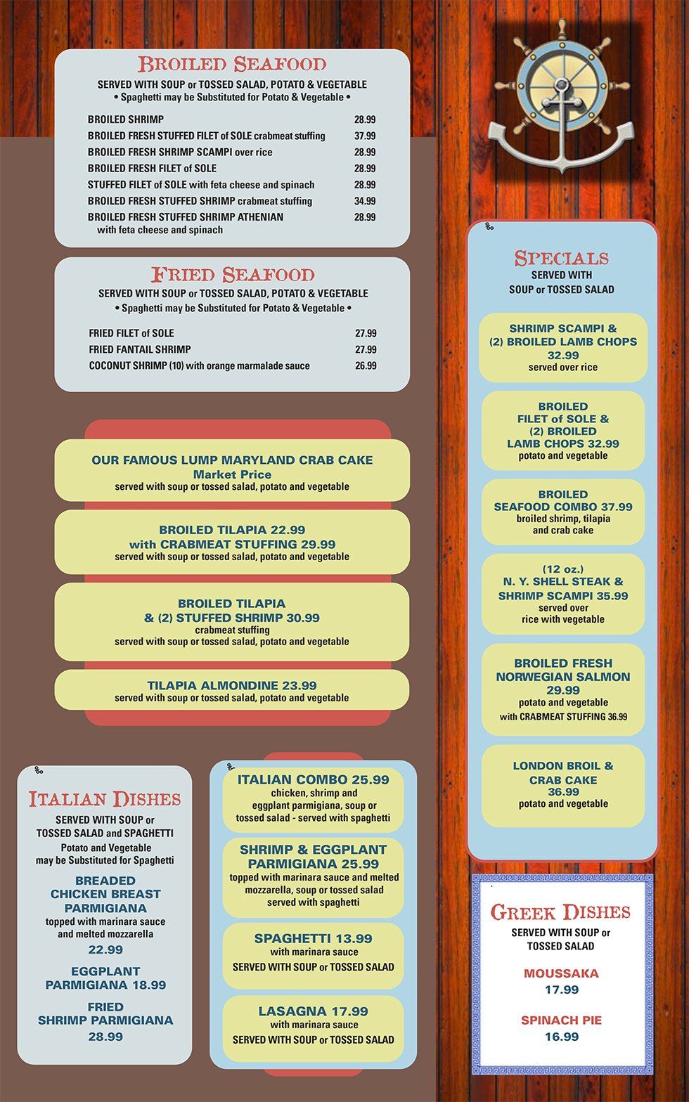 Nautilus Diner-Restaurant Timonium Menu | Timonium, MD
