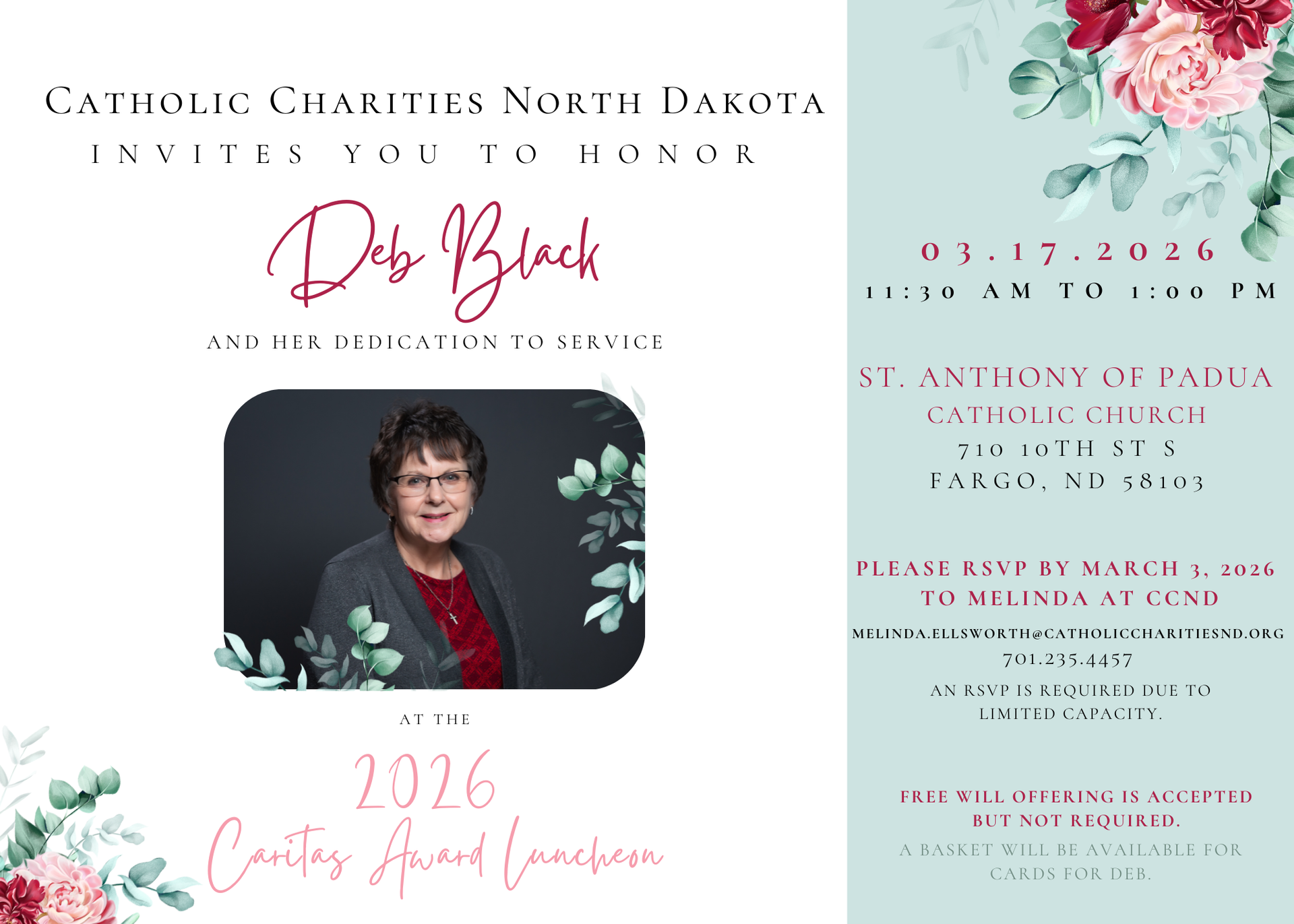 Fargo Caritas Award Luncheon: Honoring Deb Black