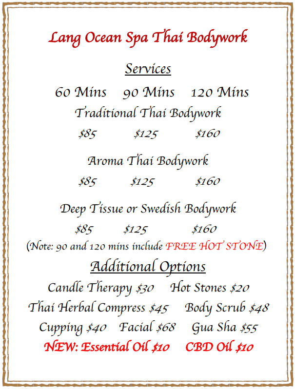 Thai Bodywork Chicago, IL | Lang Ocean Spa Thai Bodywork