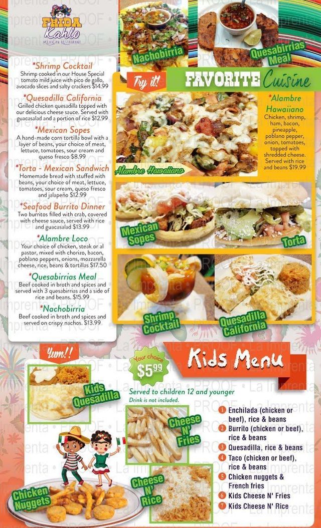 Mexican Dinner Menu