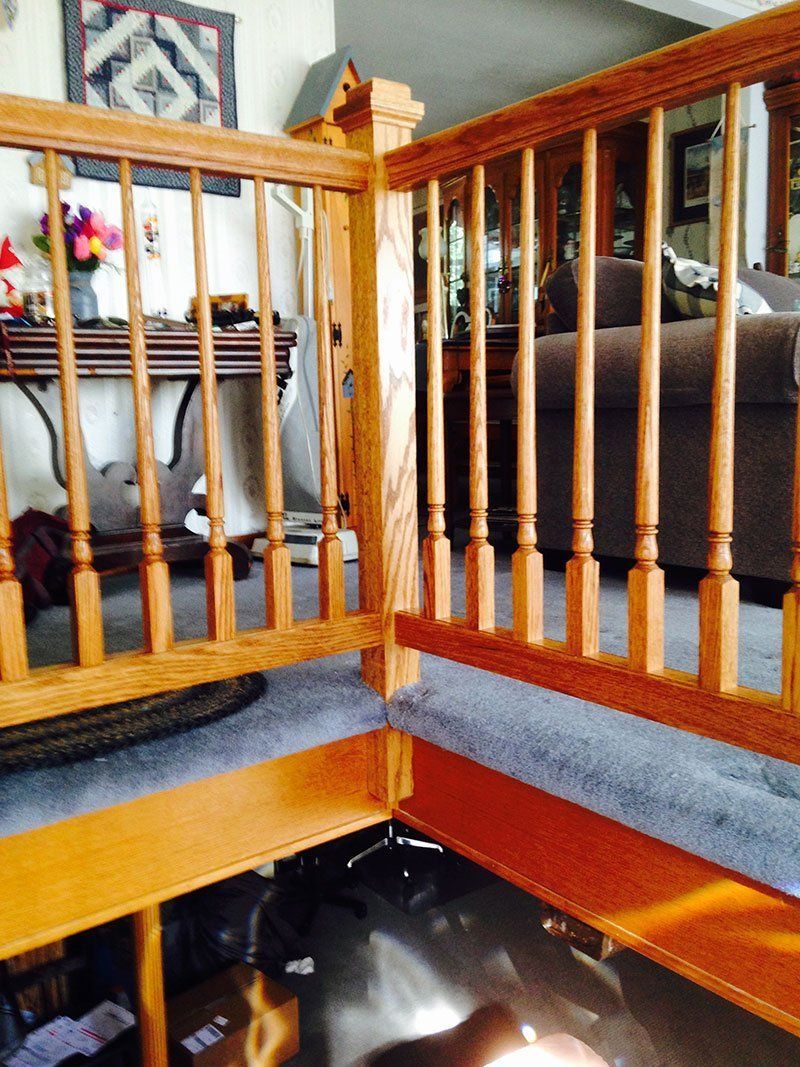 Over Post and Intermediate Rail Above Carpet Gallery Kirksey Stairs