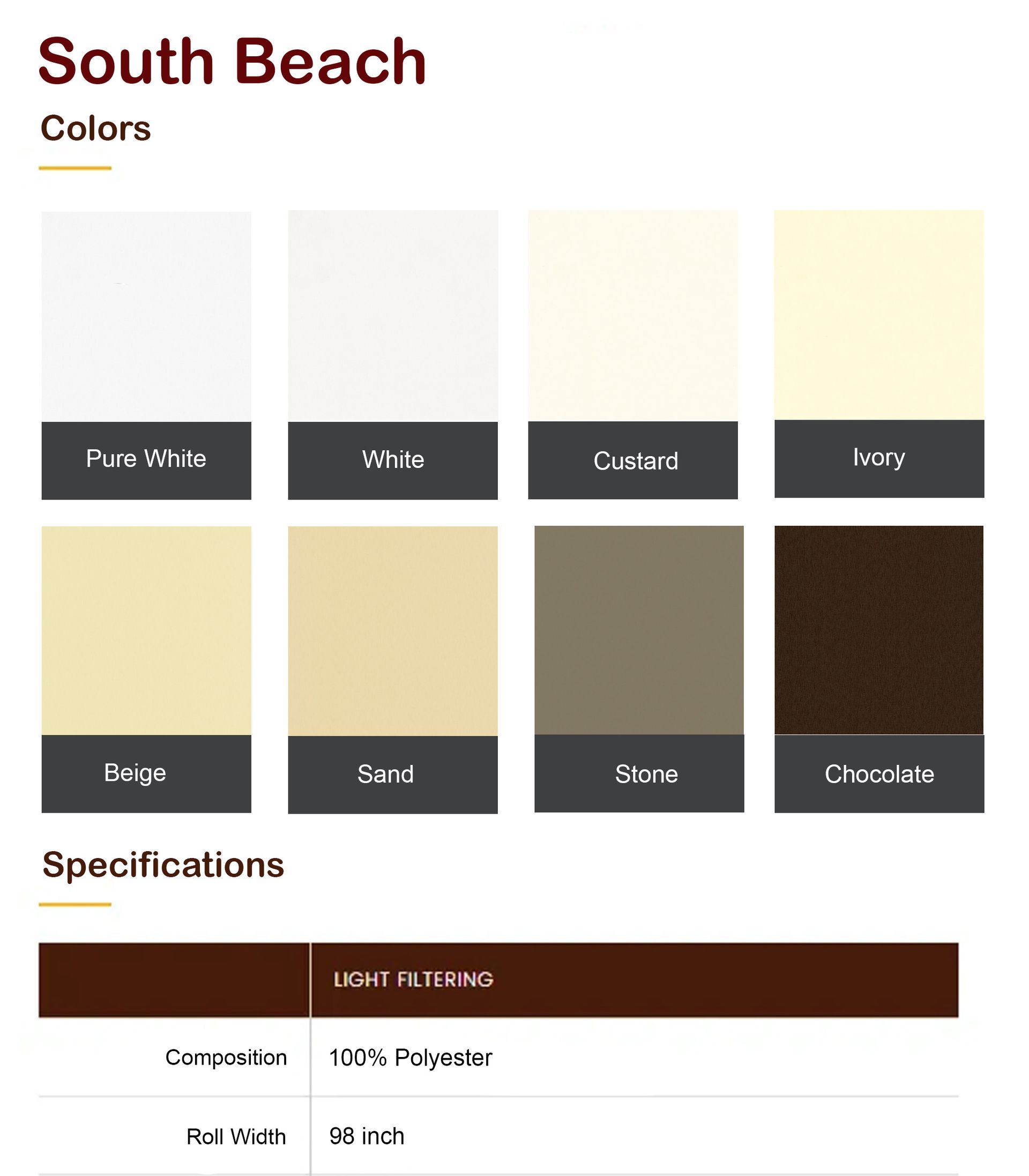 Sliding Panel | Colors & Fabric Styles from California