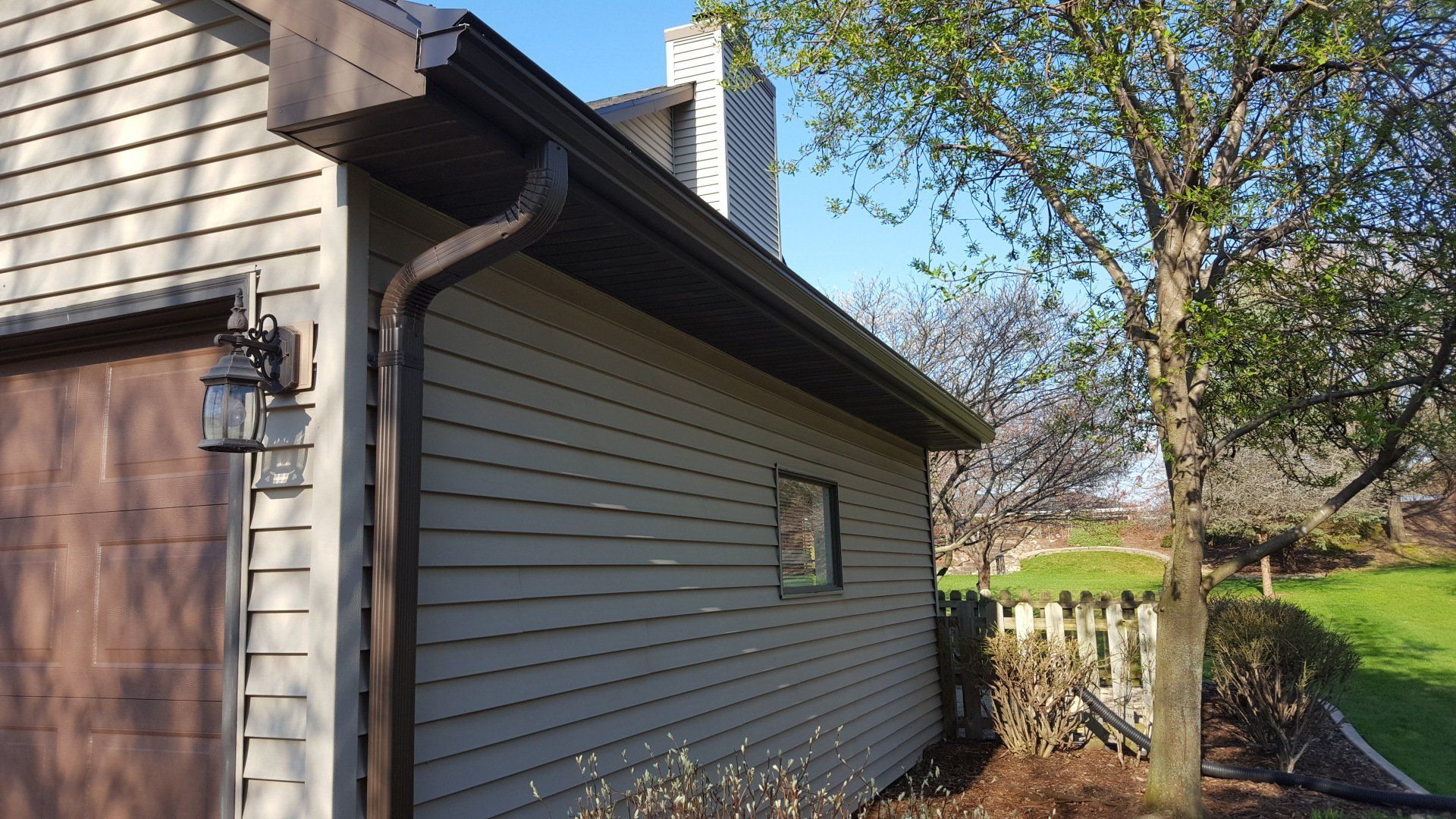 Musket Brown 5 inch Gutter, 3x4 Downspout, and Leaf-X