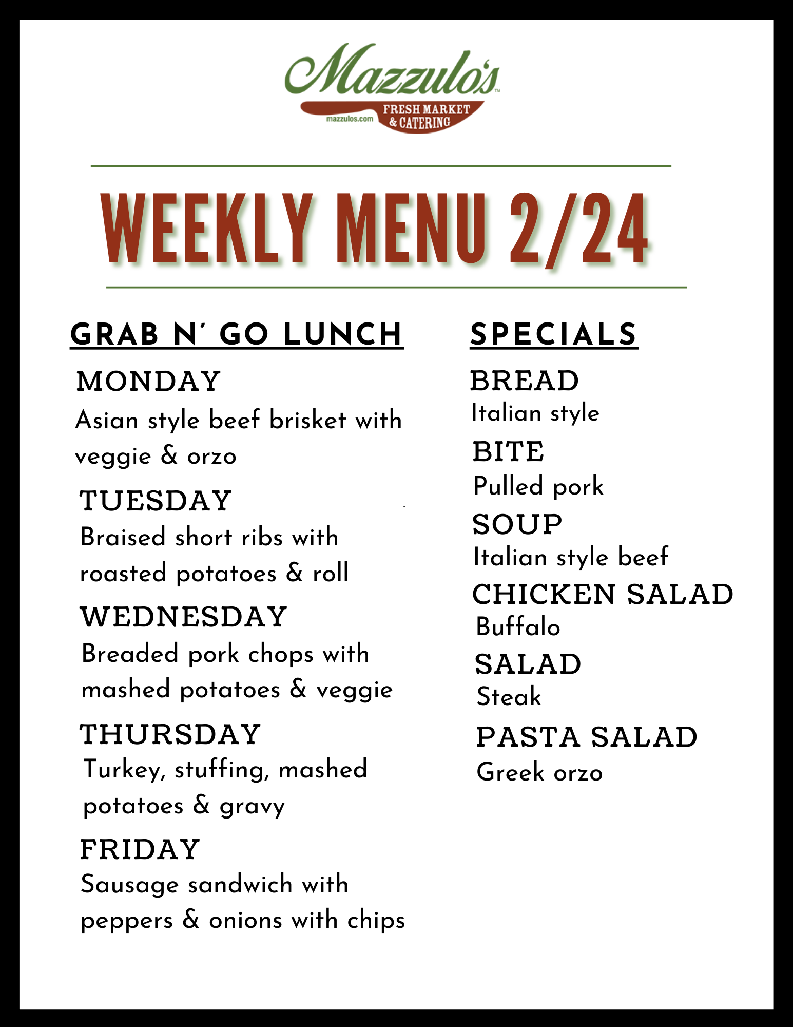This Week! | Mazzulo's Market