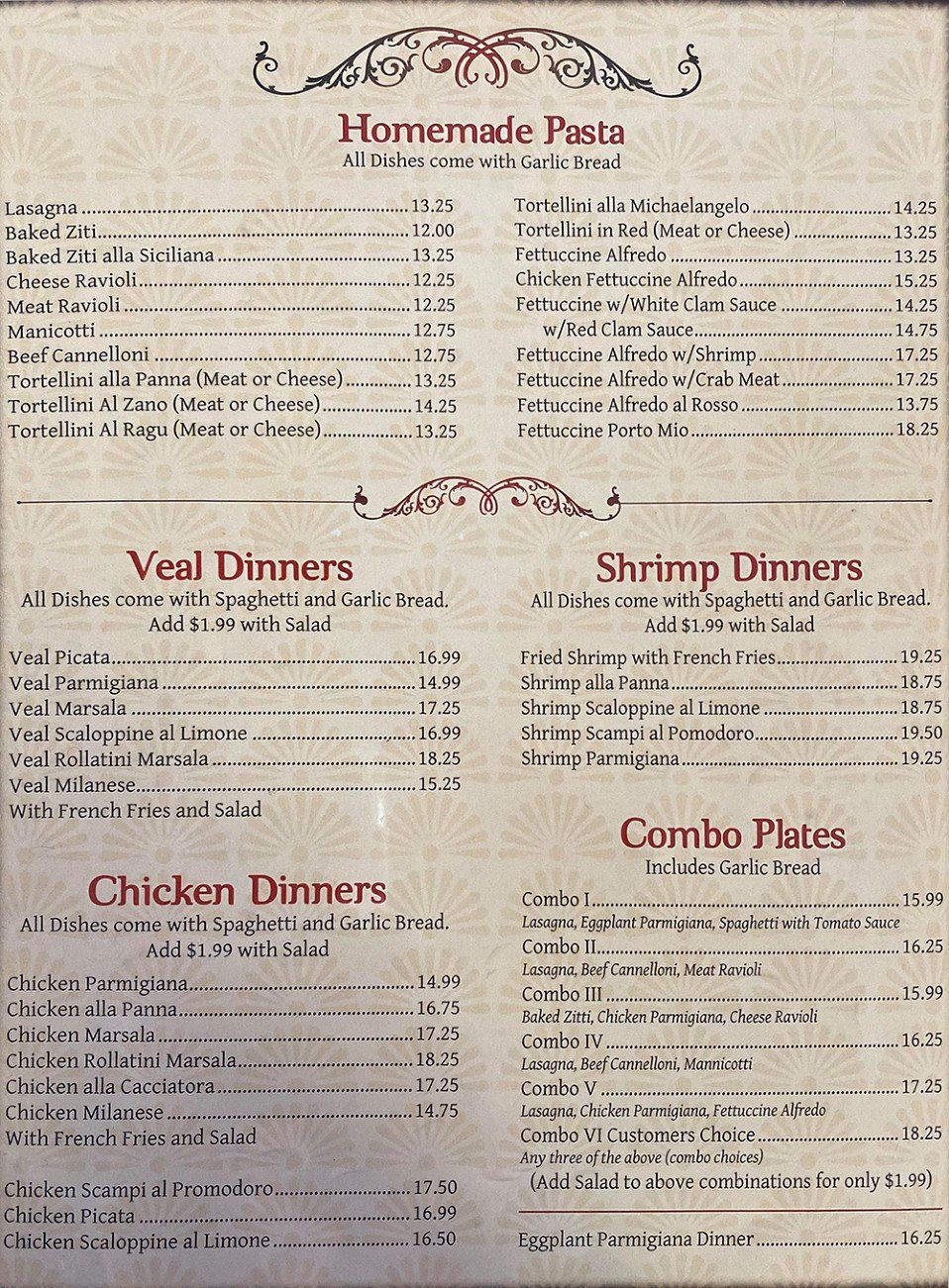 FULL MENU - Gino's Italian Restaurant & Pizzeria