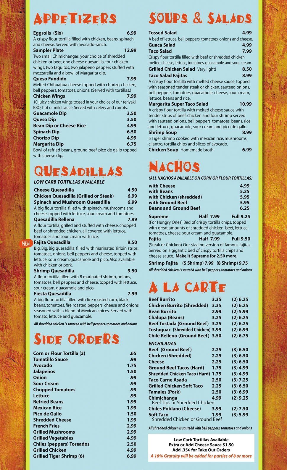 Las Margaritas Menu | Cleveland, TN