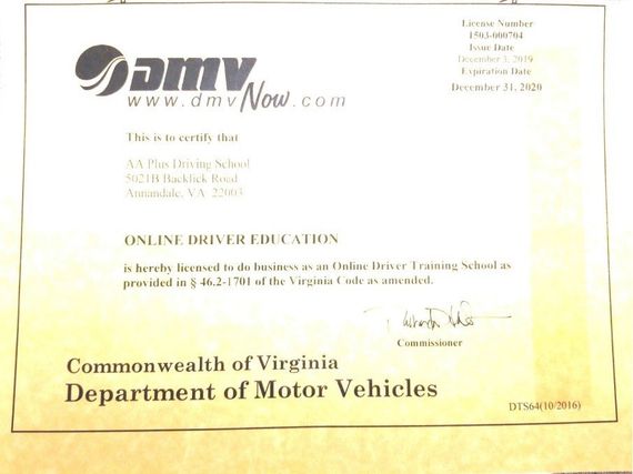 AA Plus Driving School Online Driving Course | Annandale, VA