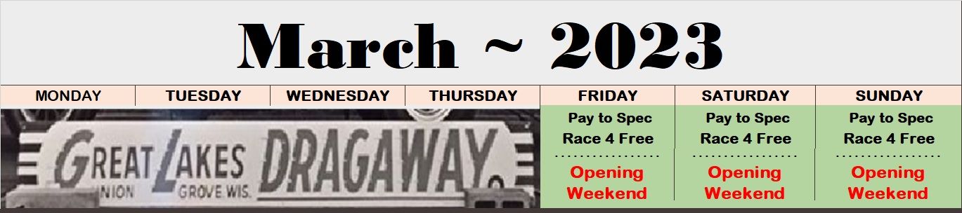 Drag Racing Track Calendar | Great Lakes Dragaway