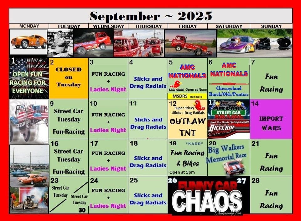 Drag Racing Track Calendar | Great Lakes Dragaway