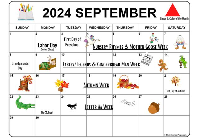 September Preschool Calendar
