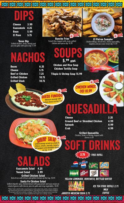 El patron menu store
